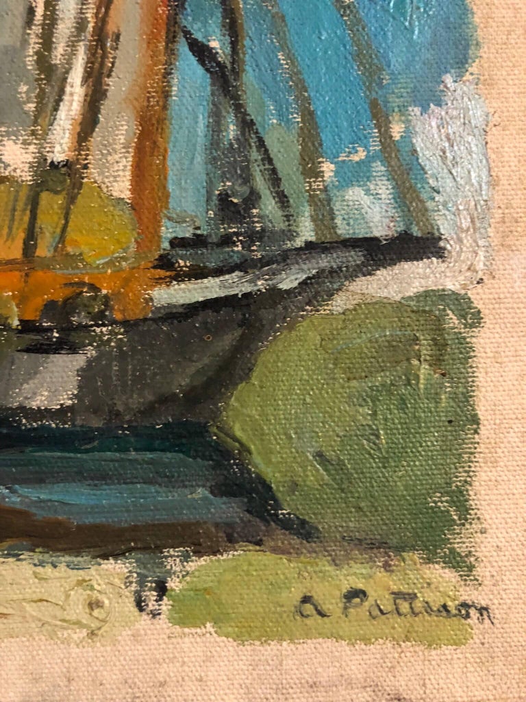 Abbott Pattison - American Modernist Oil Painting Abstract Boat ...