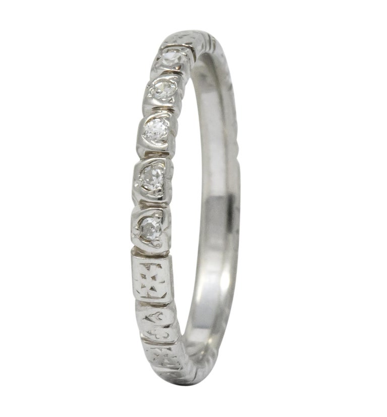 Abel Bros. and Co. Art Deco Diamond 18 Karat White Gold Stackable Band ...