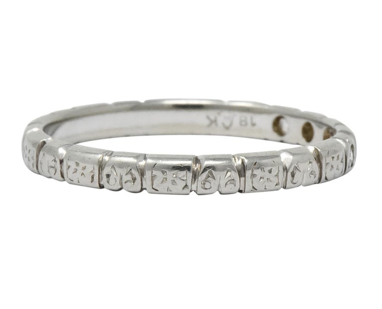 Abel Bros. and Co. Art Deco Diamond 18 Karat White Gold Stackable Band ...