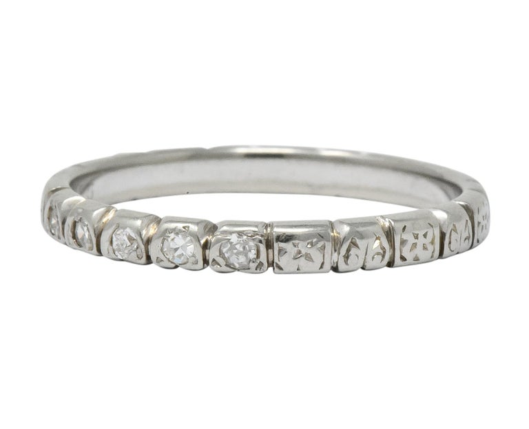 Abel Bros. and Co. Art Deco Diamond 18 Karat White Gold Stackable Band ...
