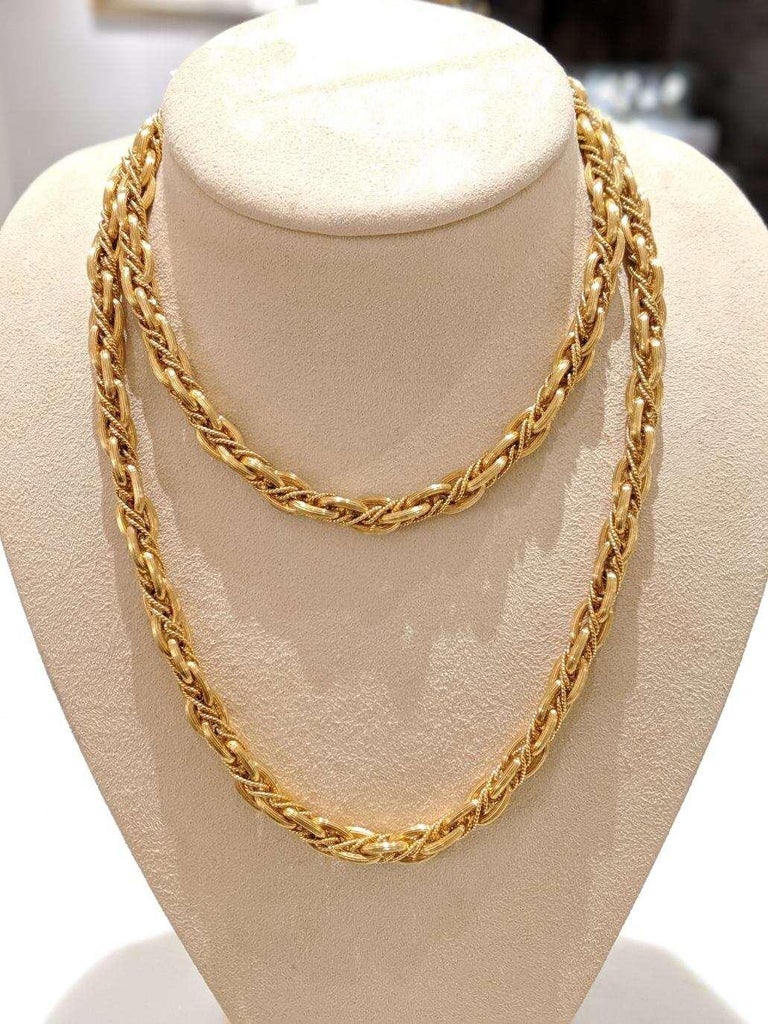 Abel and Zimmerman 18 Karat Gold Braided Oval Links Chain Necklace for ...