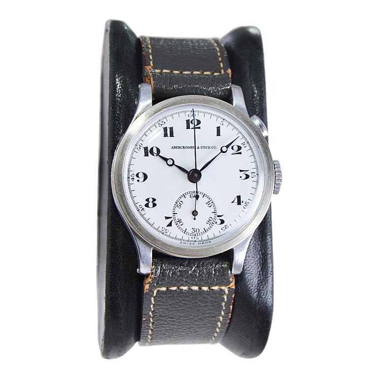 Abercrombie and Fitch Stainless Steel 1 Button Chronograph Watch, 1930s ...