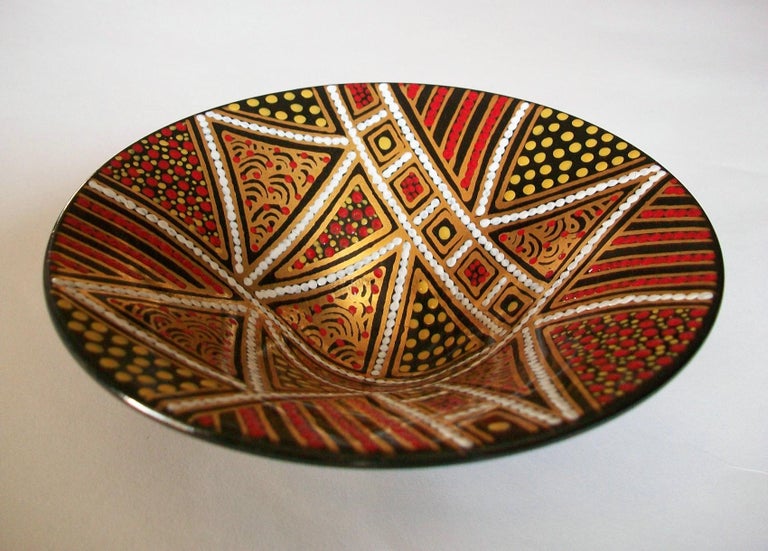 Aboriginal Dot Pattern Gilded Studio Ceramic Bowl, Signed, Australia ...