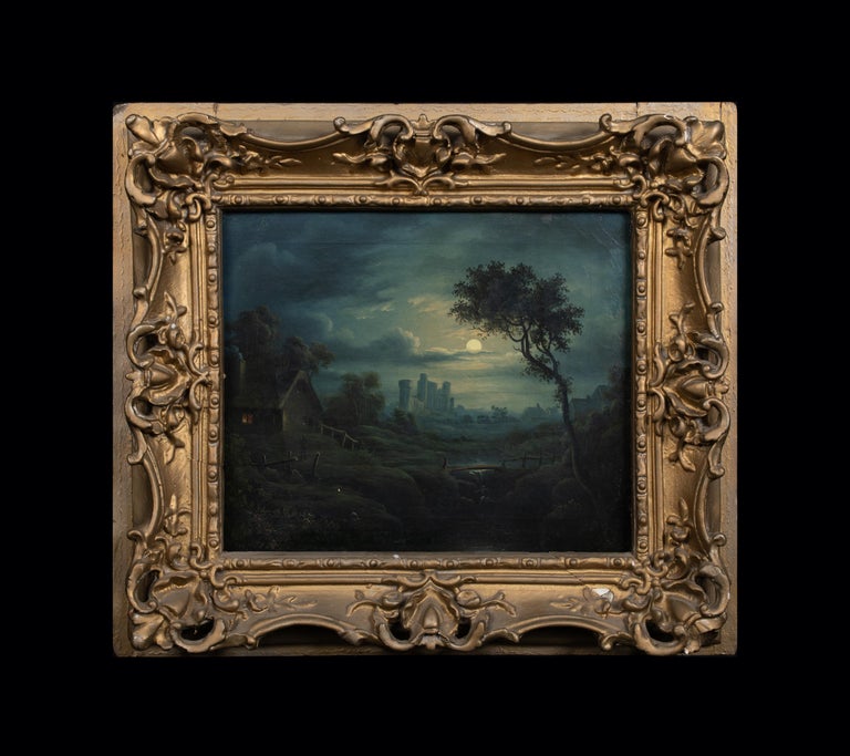 Moonlit River Landscape, 19th Century Circle of Sebastian PETHER (1790 ...