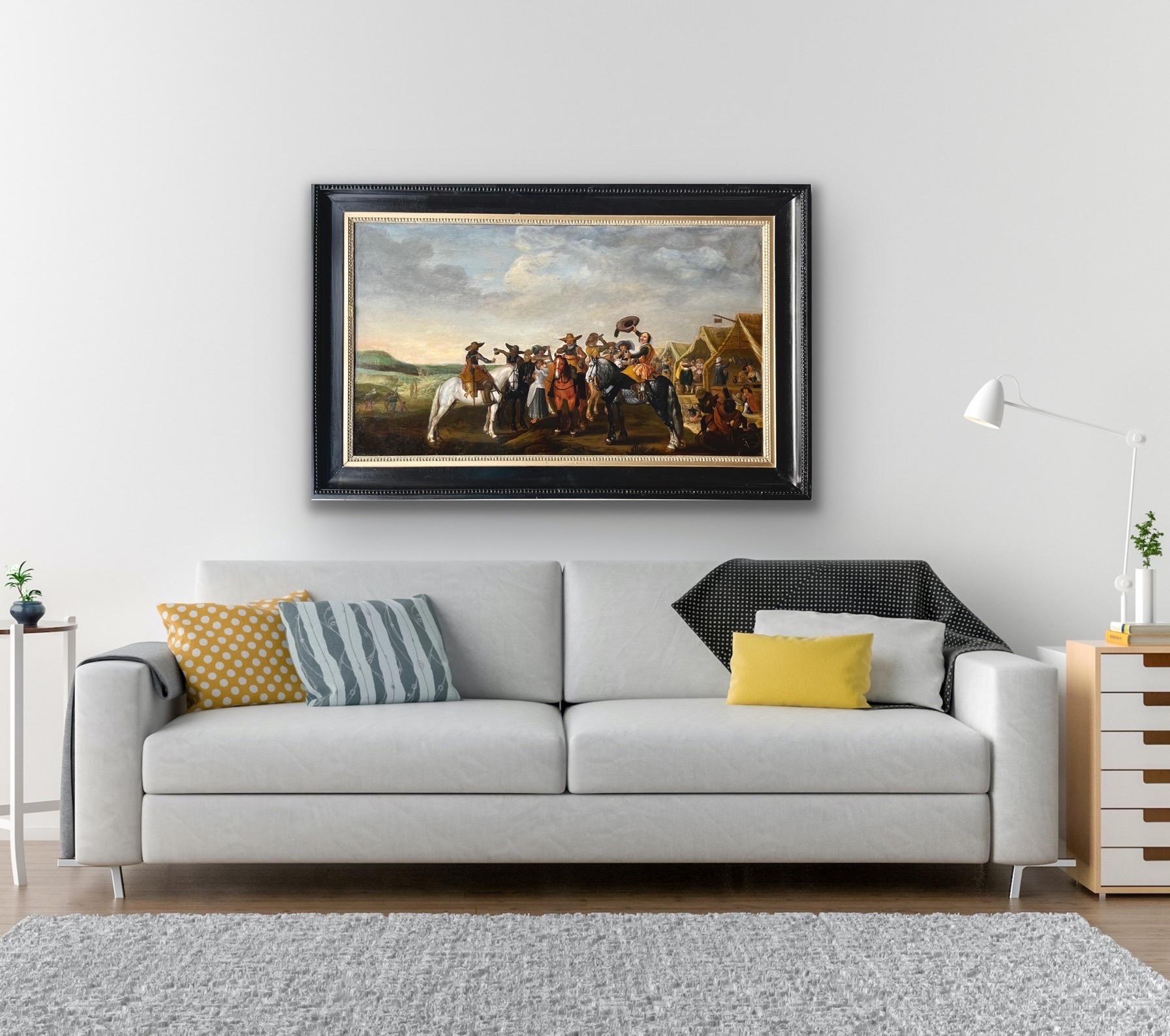Large 17th century Dutch Old Master painting - Cavalry celebration ...