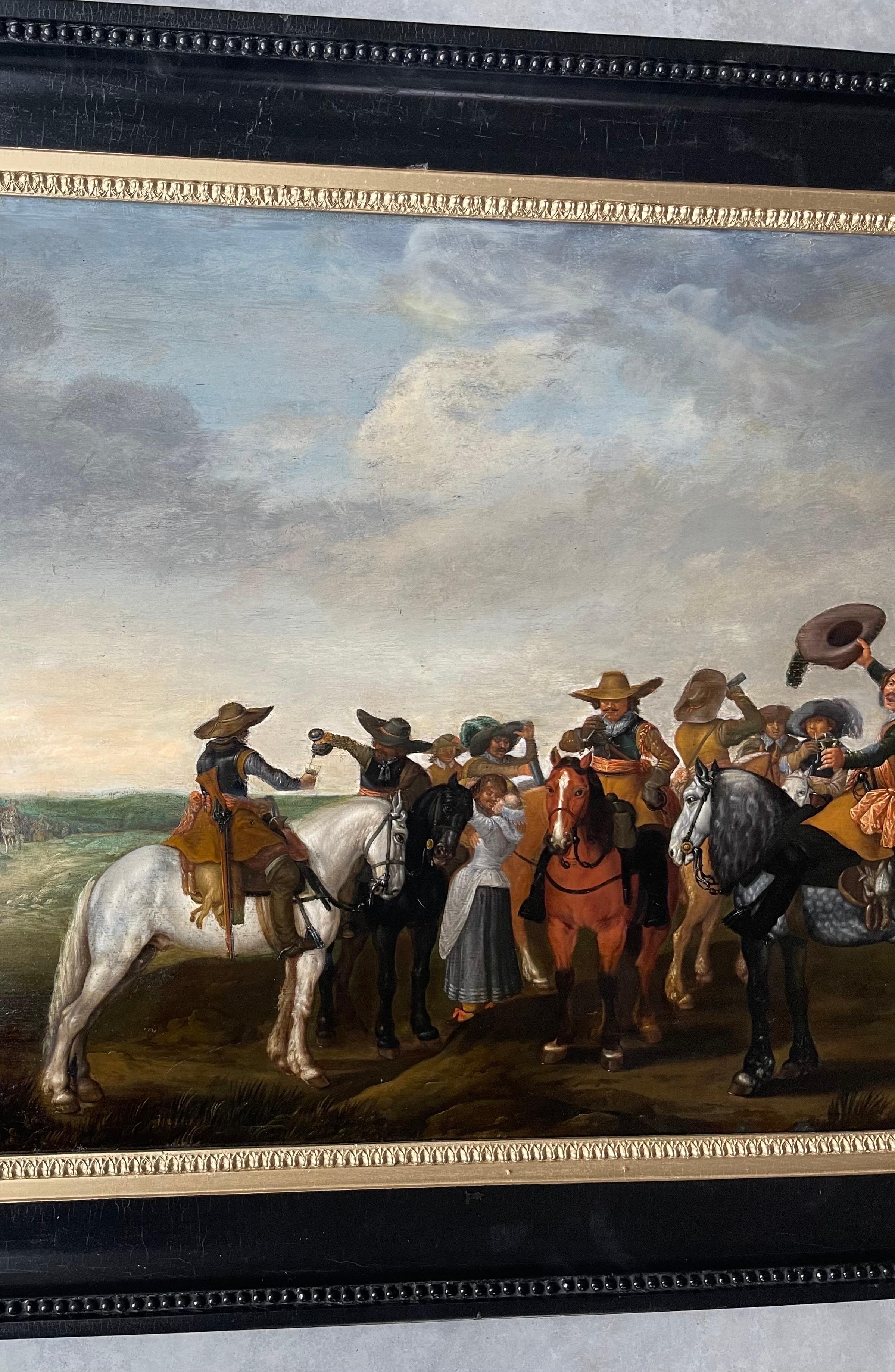 Large 17th century Dutch Old Master painting - Cavalry celebration ...
