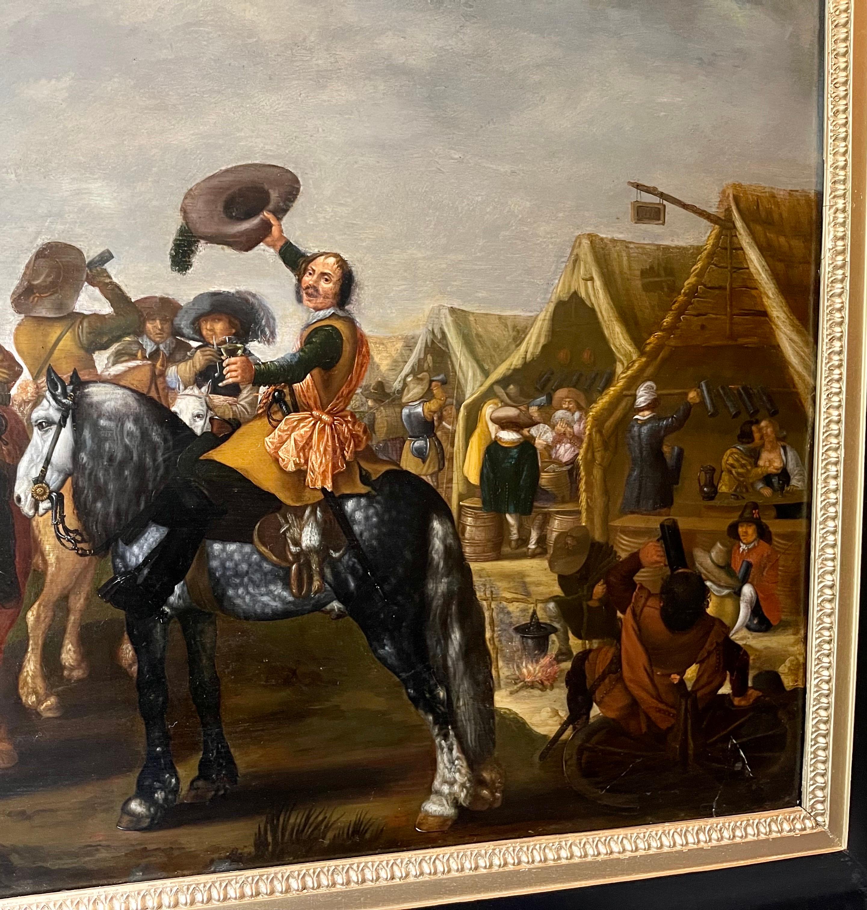 Large 17th century Dutch Old Master painting - Cavalry celebration ...