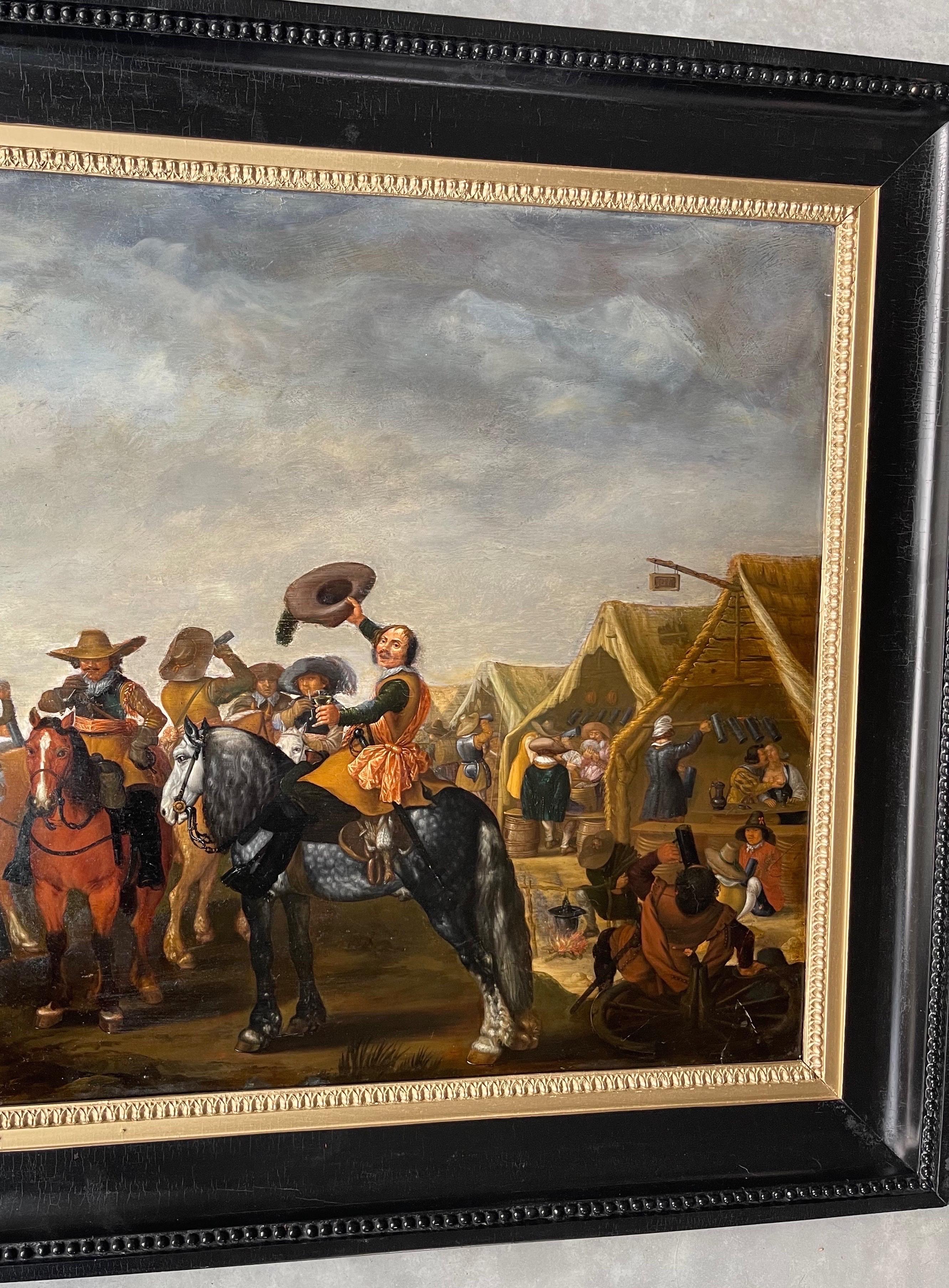 Large 17th century Dutch Old Master painting - Cavalry celebration ...