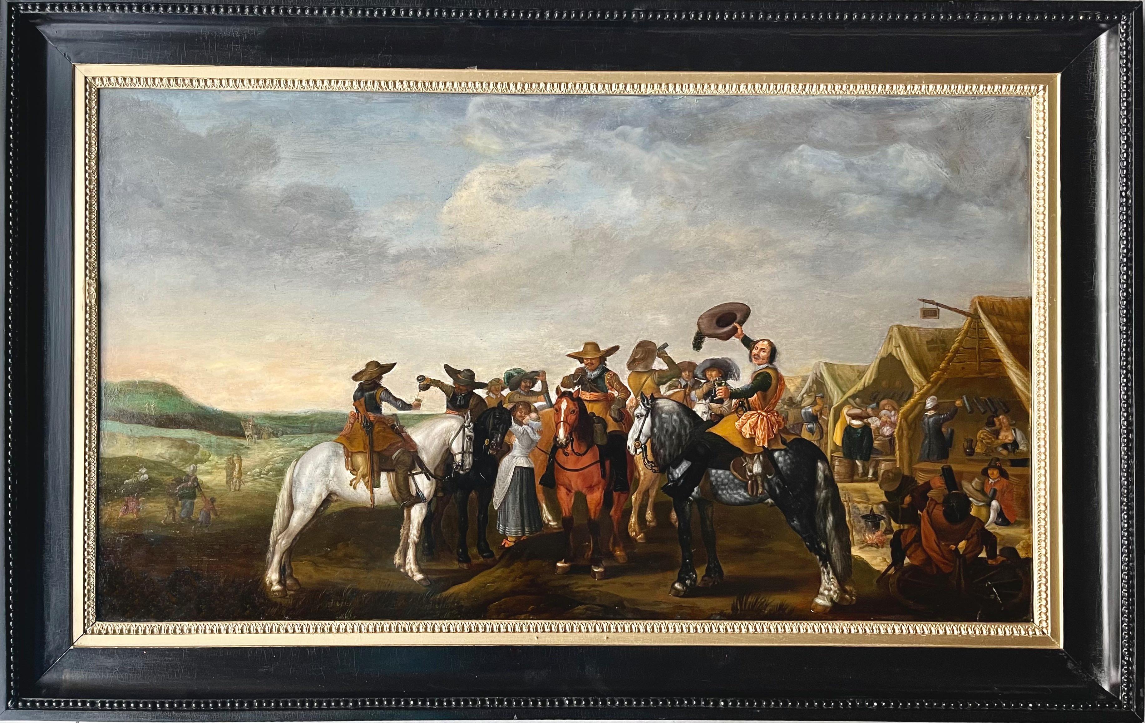 Large 17th century Dutch Old Master painting - Cavalry celebration ...