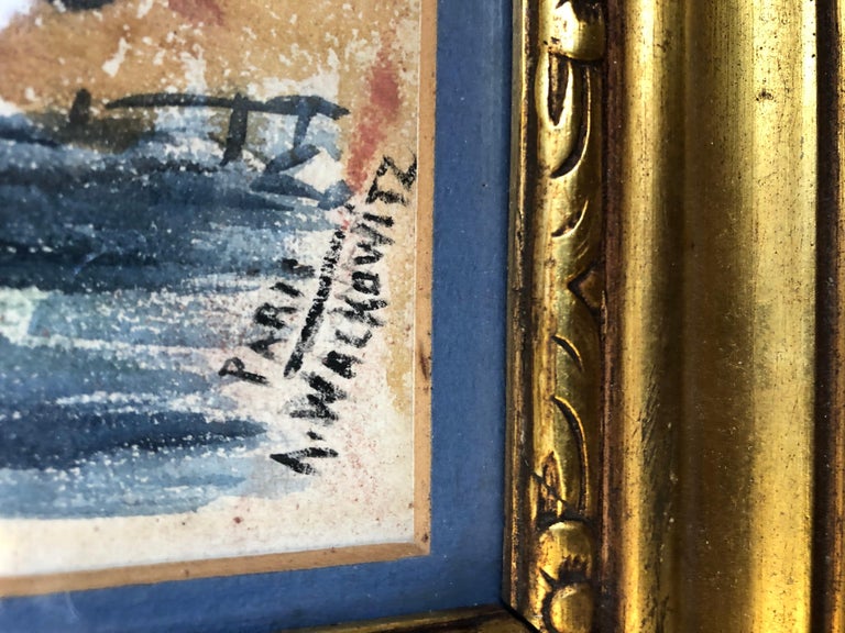 Abraham Walkowitz Signed Paris Street Scene Modernist Watercolor at 1stDibs