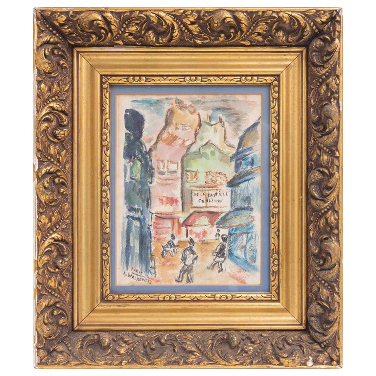 Abraham Walkowitz Signed Paris Street Scene Modernist Watercolor at 1stDibs