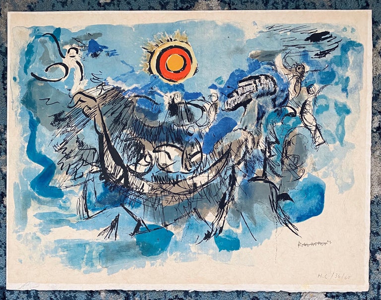 Abraham Rattner - Large American Abstract Expressionist Bold Colorful ...