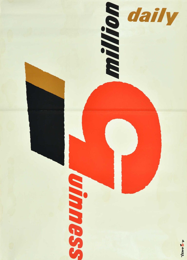 Abram Games - Original Vintage Drink Poster Guinness 5 Million Daily ...