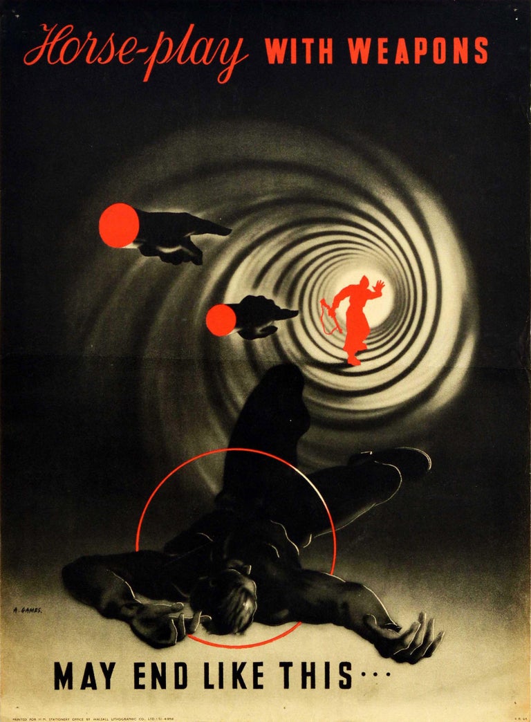 Abram Games - Original Vintage World War Two Safety Poster Horse Play ...