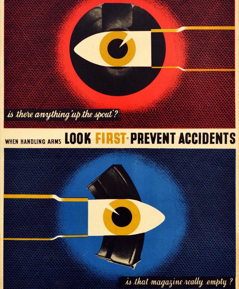 Abram Games - Original Vintage WWII Poster Look First Prevent Accidents ...