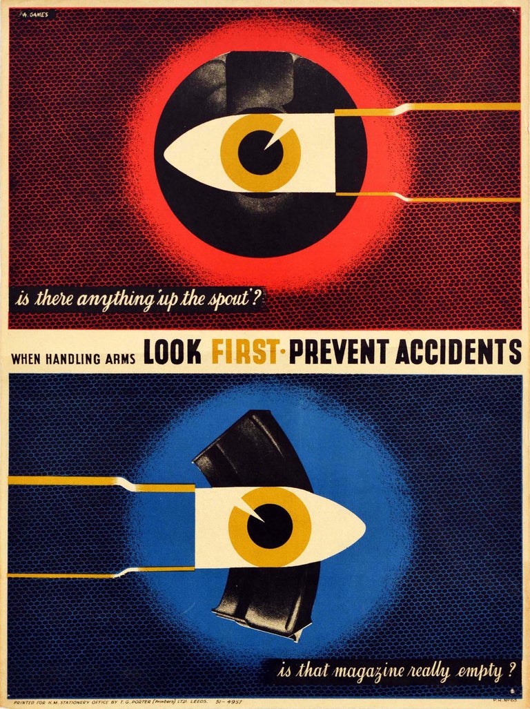 Abram Games - Original Vintage WWII Poster Look First Prevent Accidents ...