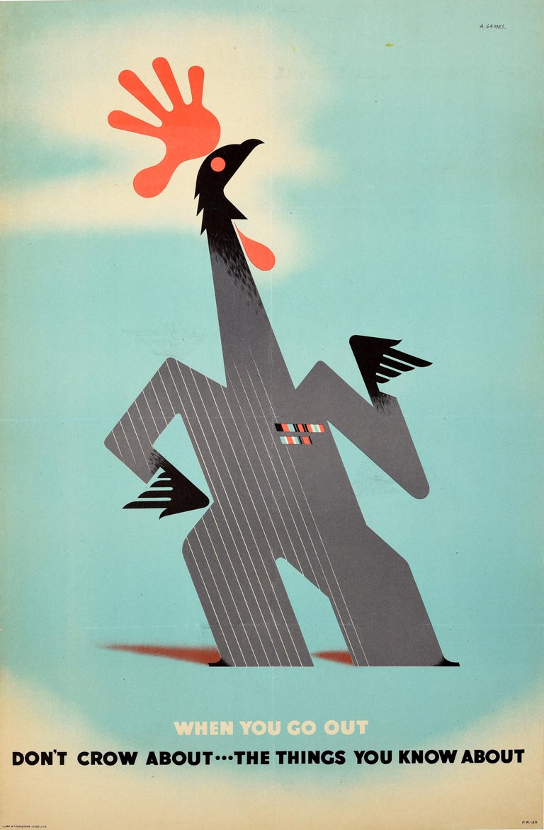 Abram Games - Original Vintage WWII Poster When You Go Out Don't Crow ...