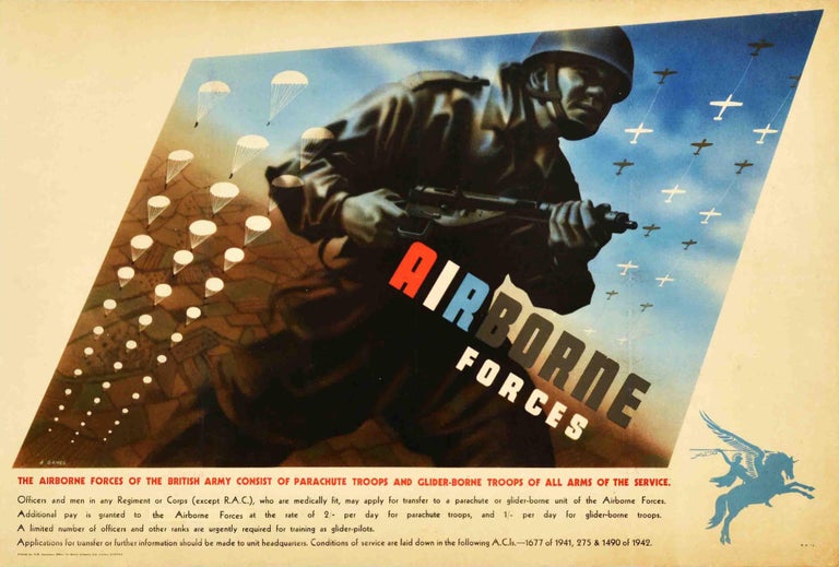 Abram Games - Original Vintage WWII Recruitment Poster Airborne Forces ...