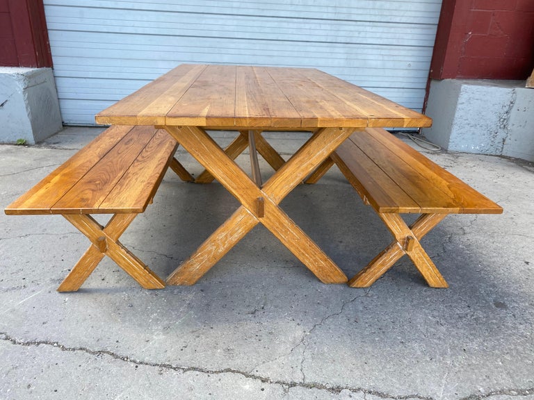 A.Brandt Ranch Oak Mid-Century Modern Table and Benches at 1stDibs
