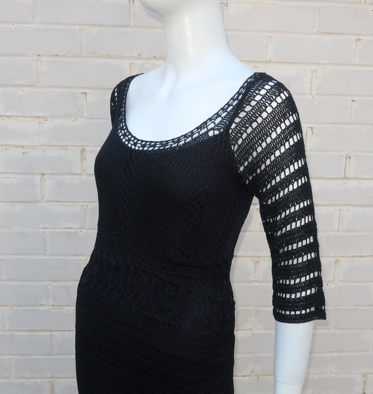 ABS Allen Schwartz Bohemian Black Crochet Dress at 1stDibs | abs by ...