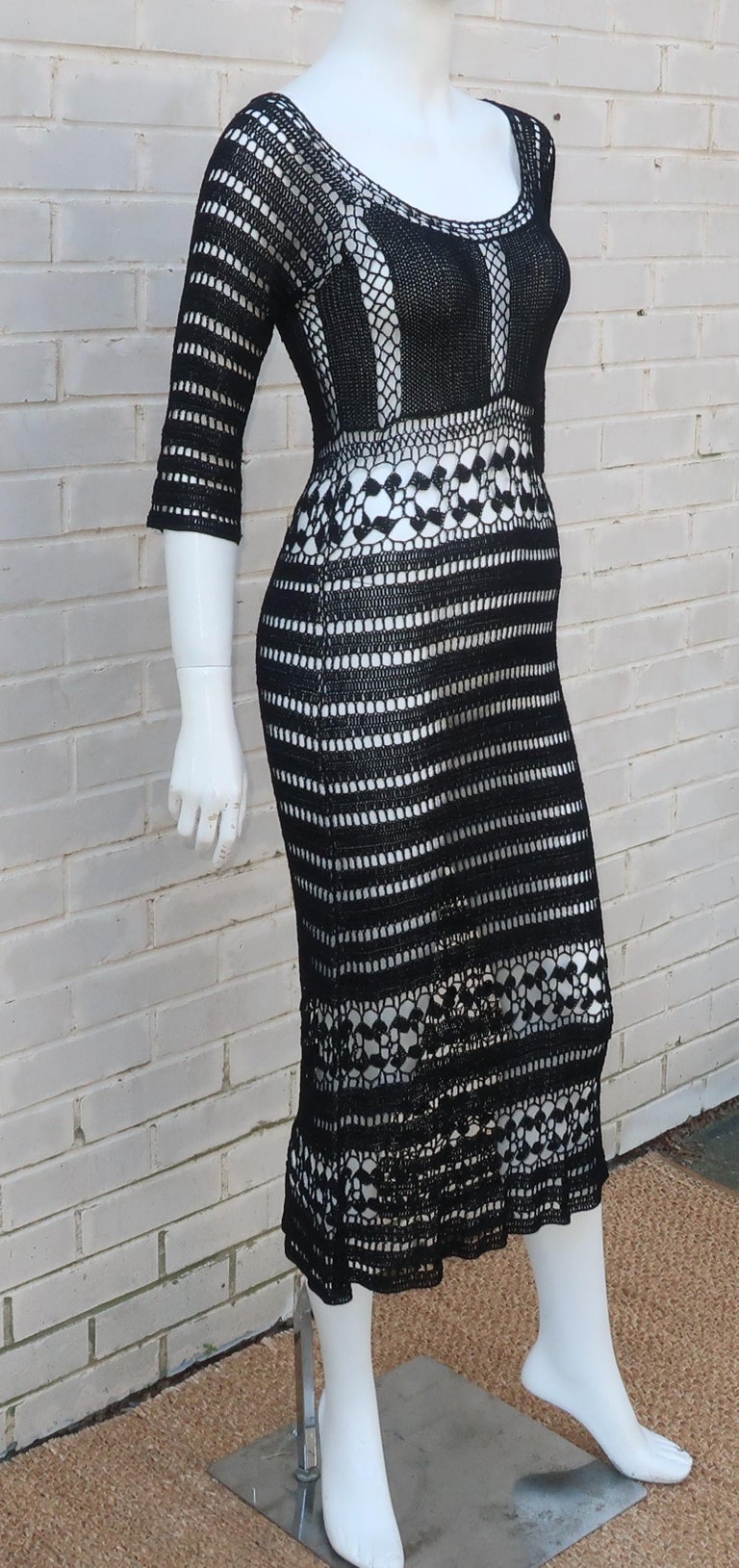 ABS Allen Schwartz Bohemian Black Crochet Dress at 1stDibs | abs by ...