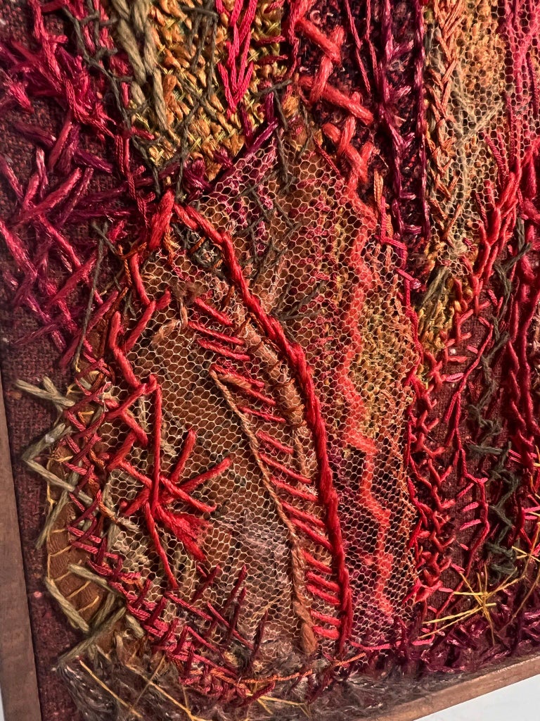 Abstract 1960s Textile Fiber Art Panel Titled "Summer is Gone" by Helen ...