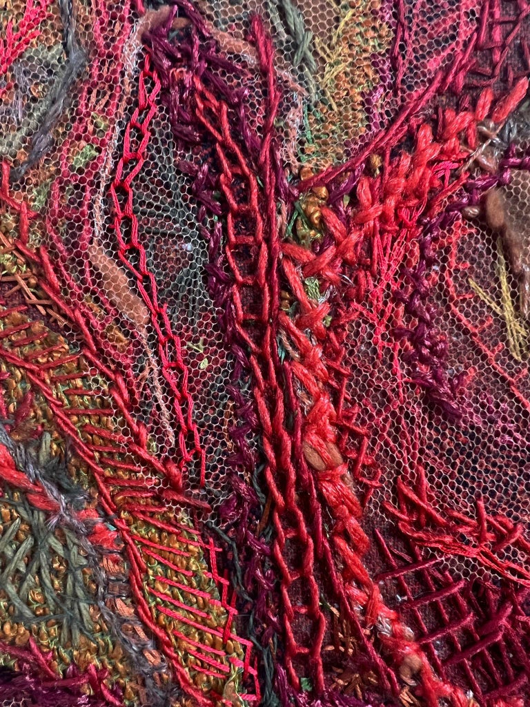 Abstract 1960s Textile Fiber Art Panel Titled "Summer is Gone" by Helen ...