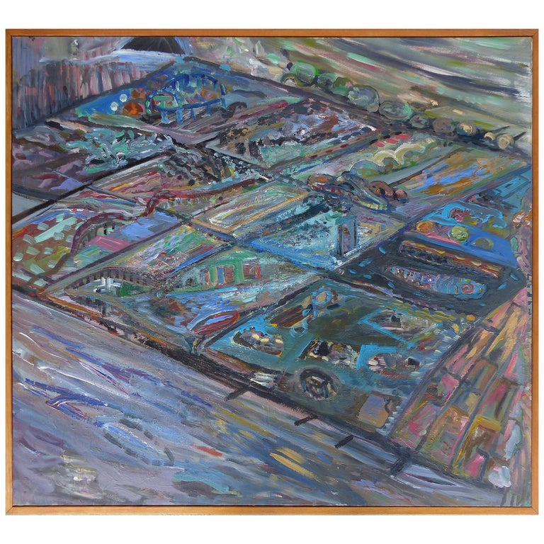 Abstract Acrylic on Canvas by American Artist Warren Fischer '1943-2001 ...