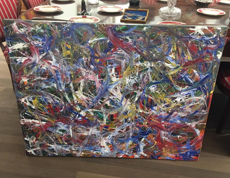 Abstract Acrylic on Canvas Painting "Few Minutes Past Nine" by ...