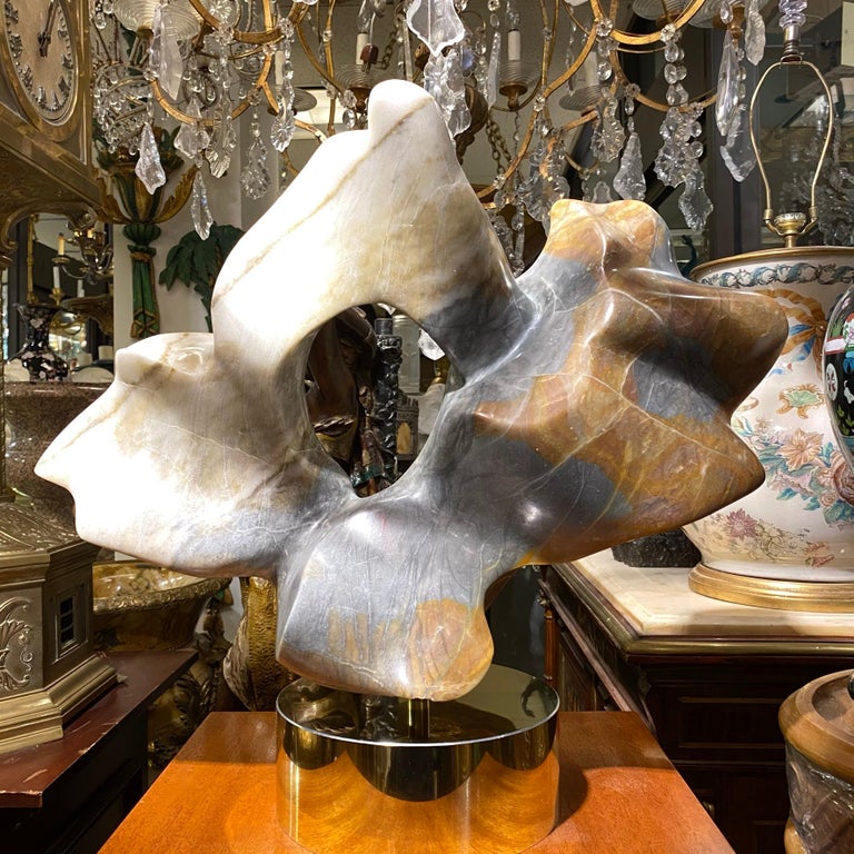 Abstract Alabaster Sculpture with Pedestal by Karen Chera For Sale at ...