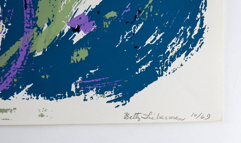 Abstract Angels Teal, Green and Purple Serigraph For Sale at 1stDibs