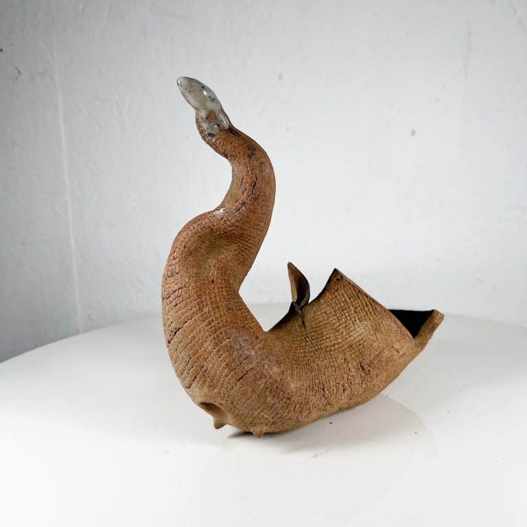 Abstract Art Modern Pottery Textured Horn Sculpture For Sale at 1stDibs