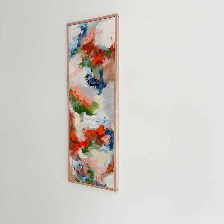 Abstract Art on Canvas with Curly Maple Frame, Portrait, Narrow ...