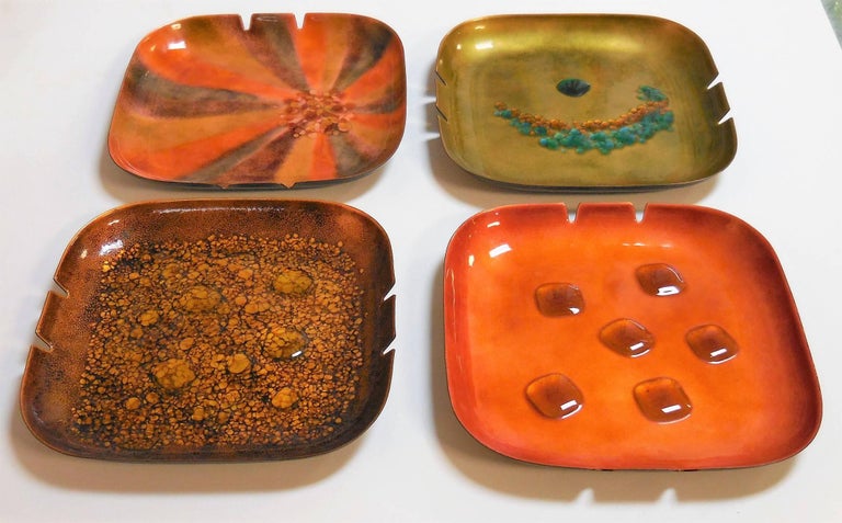 Abstract Bovano Enamel Bowls or Ashtrays, Collection of Four at 1stDibs