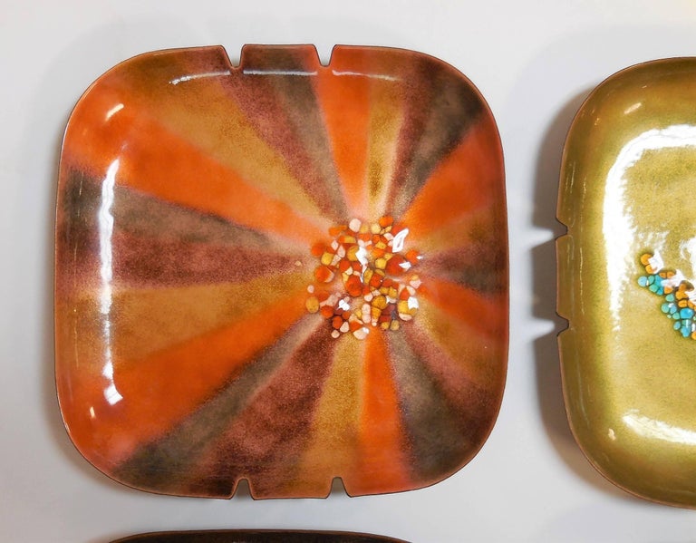 Abstract Bovano Enamel Bowls or Ashtrays, Collection of Four at 1stDibs