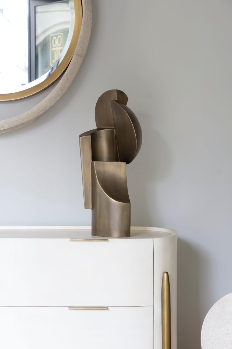 Janus Bronze-Patina Brass Sculpture by Patrick Coard Paris For Sale at ...