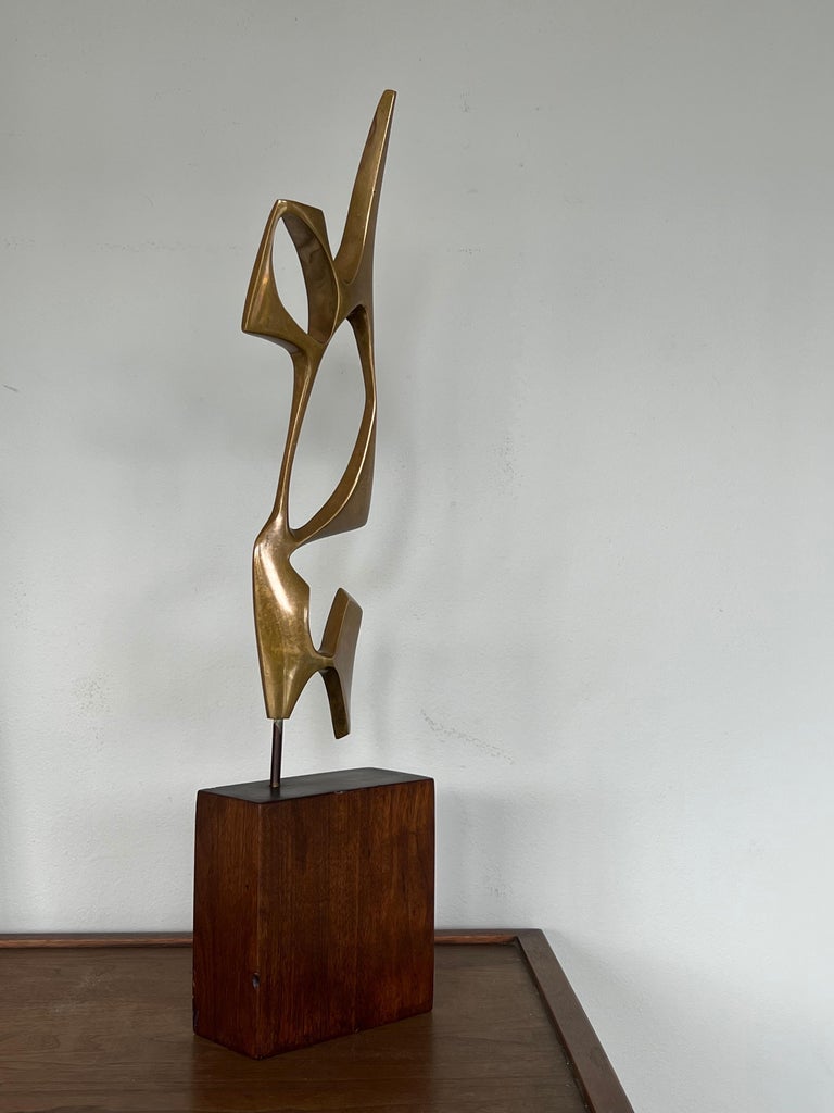 Abstract Bronze Sculpture on Walnut Base by Bolte at 1stDibs