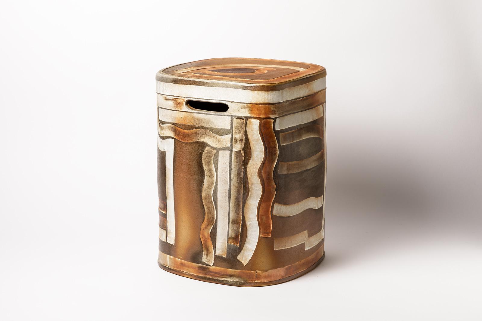 Abstract Brown and White Stoneware Ceramic Stool Roz Herrin La Borne ...