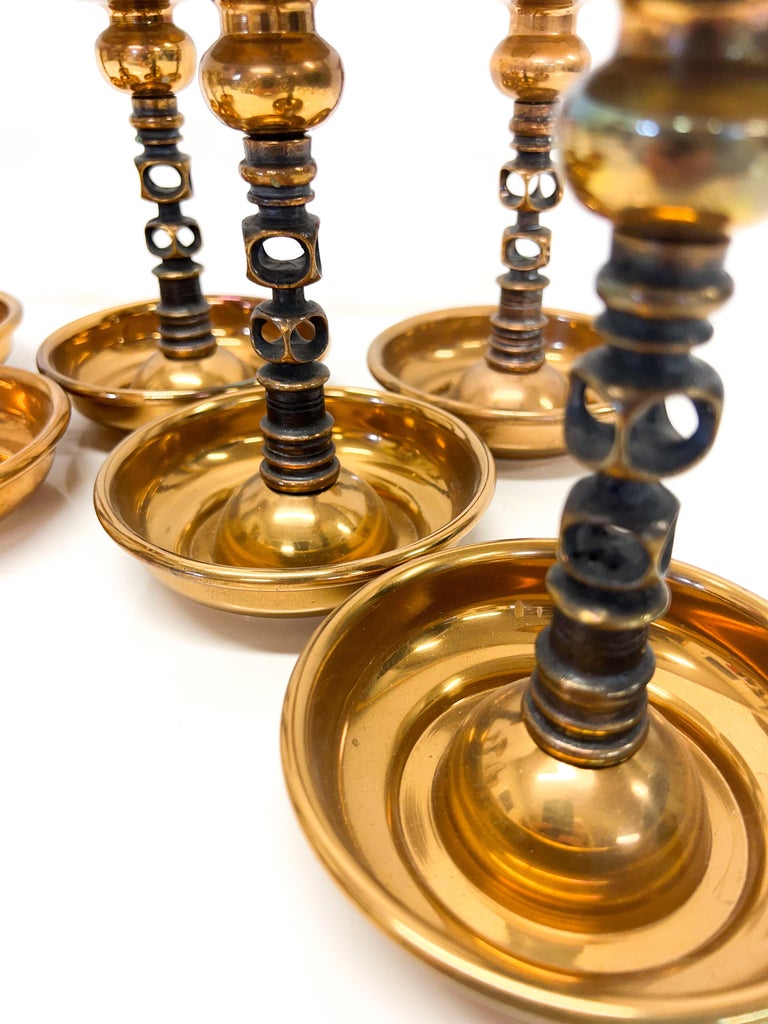Abstract Candle Holder Jorma Laine Turun Hopea Finland 7pcs. Brass For ...