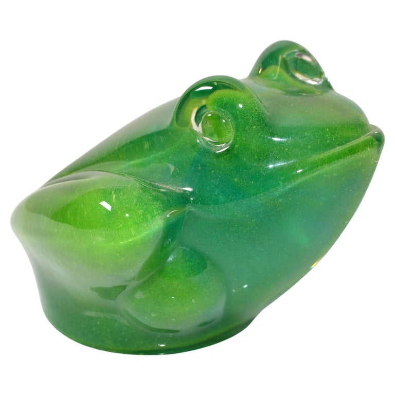 Abstract Cased Green Blown Murano Glass Frog Sculpture Italy Mid ...