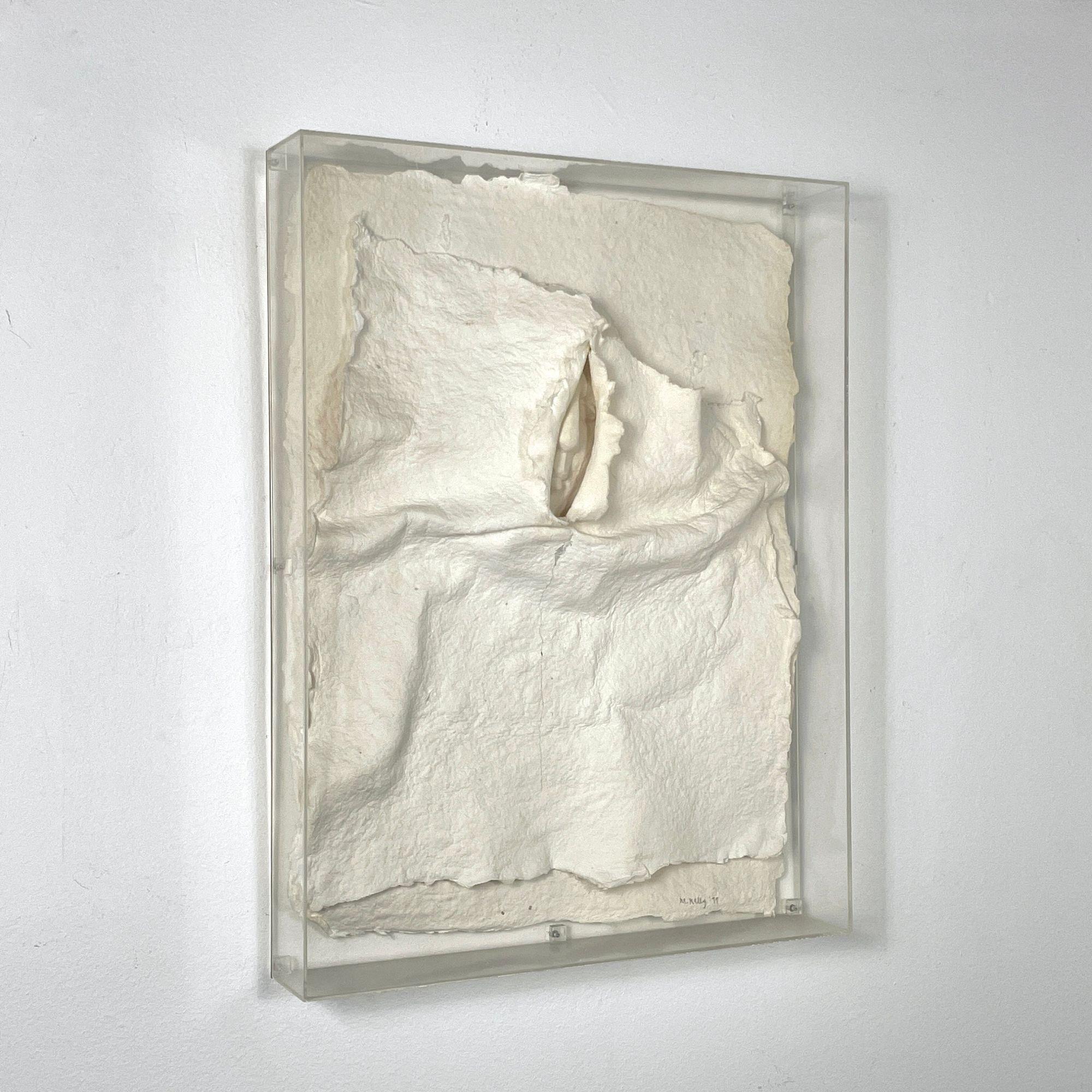 Abstract Cast Paper Lucite Shadow Box Wall Sculpture by Marie Kelly, 1979 For Sale at 1stDibs