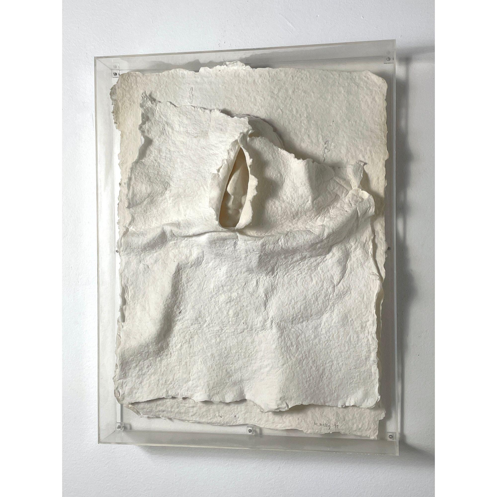 Abstract Cast Paper Lucite Shadow Box Wall Sculpture by Marie Kelly ...