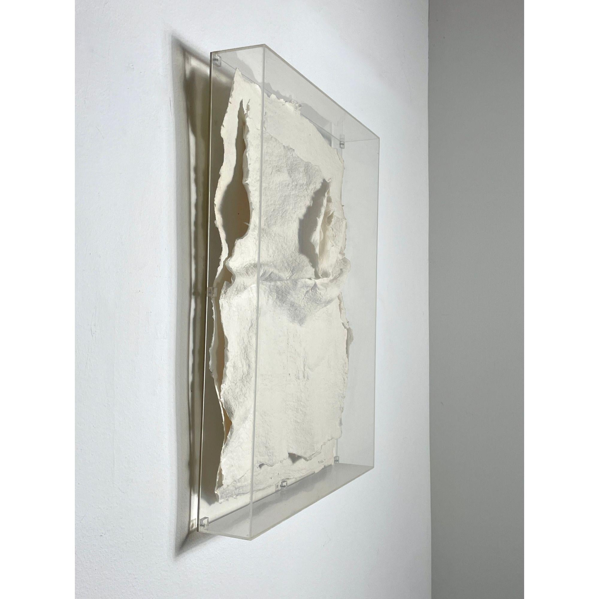 Abstract Cast Paper Lucite Shadow Box Wall Sculpture by Marie Kelly ...