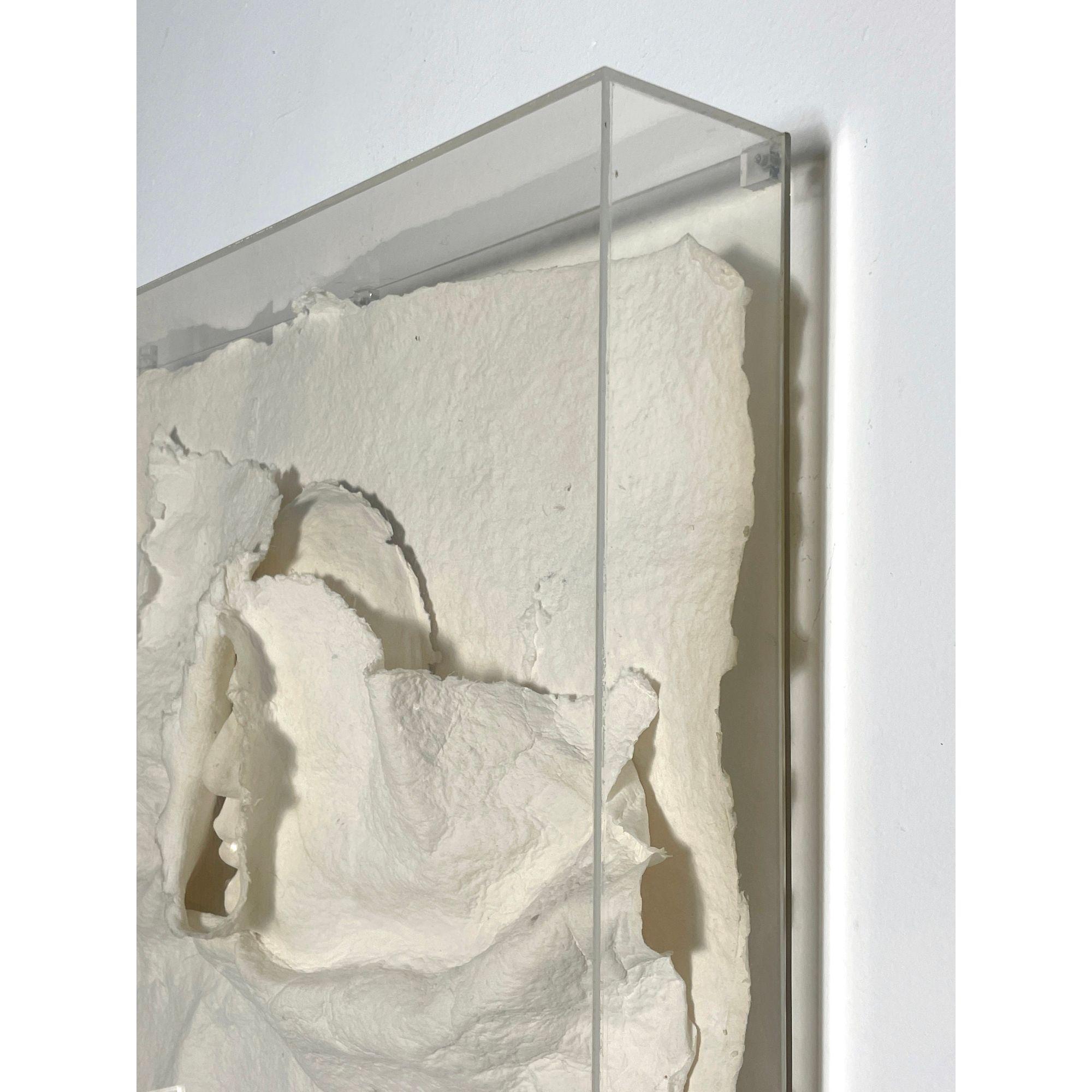 Abstract Cast Paper Lucite Shadow Box Wall Sculpture by Marie Kelly ...
