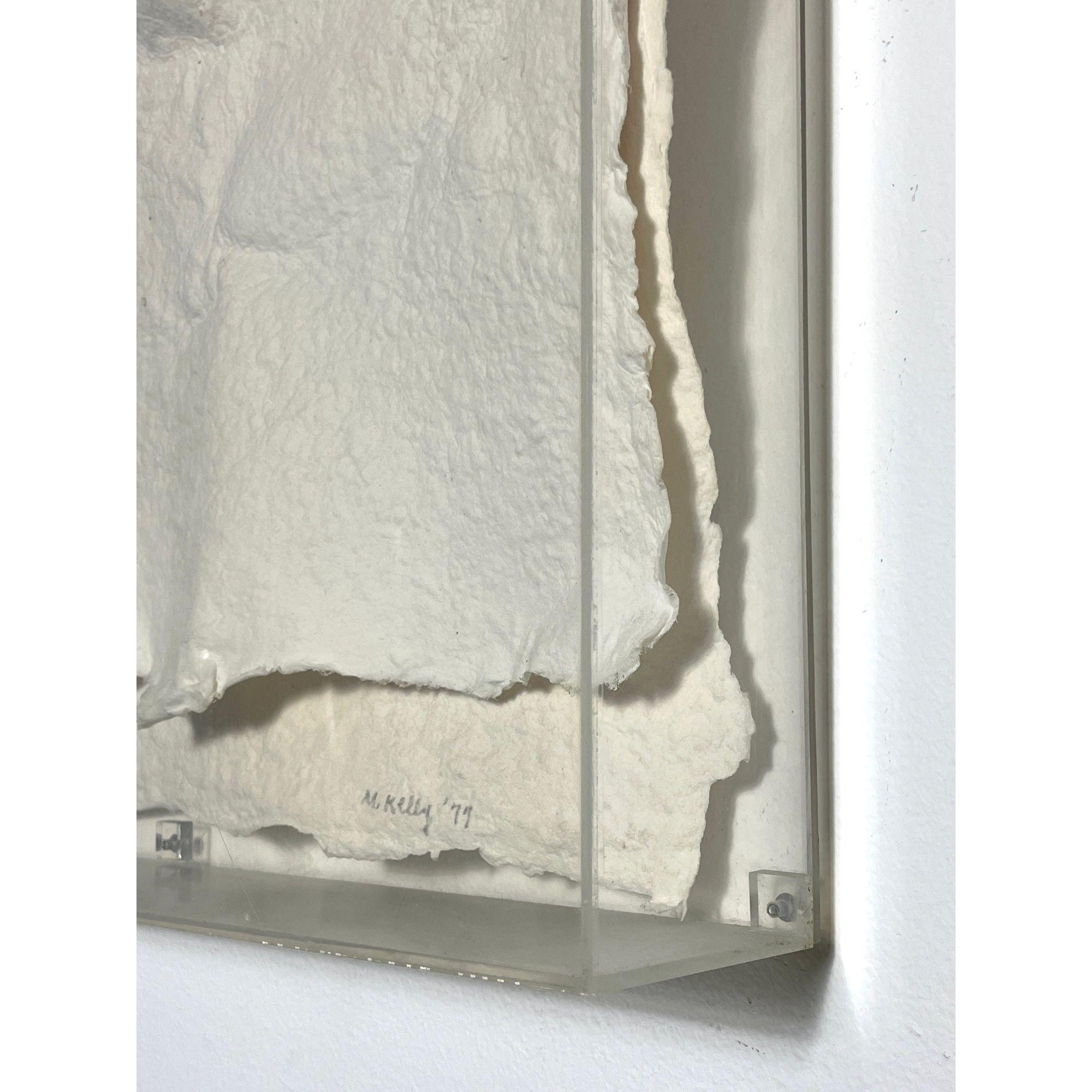 Abstract Cast Paper Lucite Shadow Box Wall Sculpture by Marie Kelly ...
