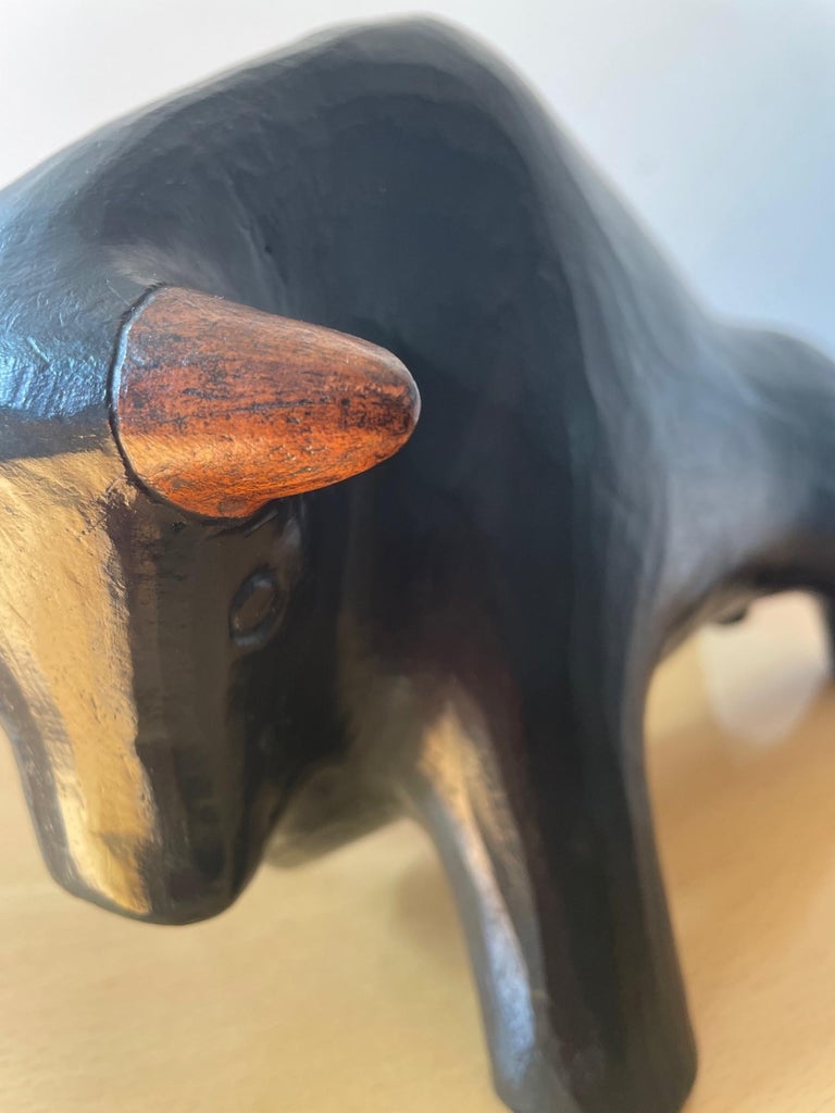 Abstract Ceramic Bull Signed Florentino. Spanish Earthenware Clay Art ...