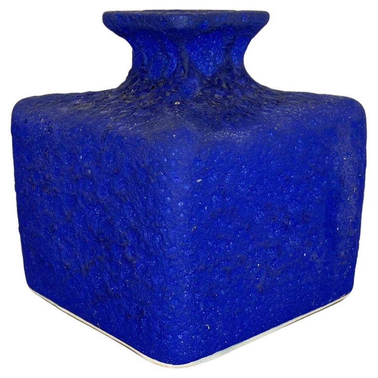 Abstract Colorful Pottery Blue Cube Vase Made by Silberdistel, W ...