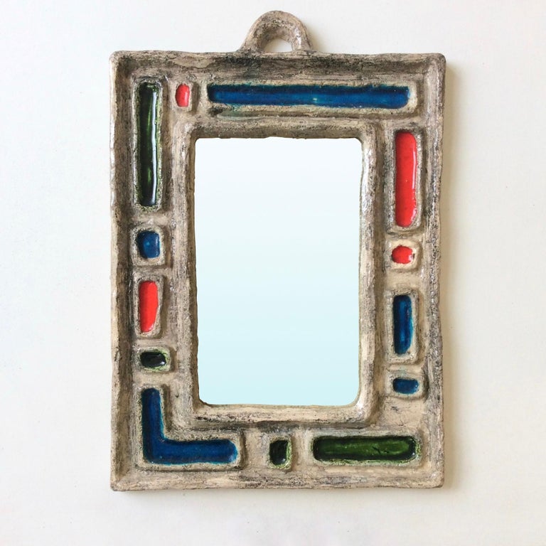 Abstract Composition Ceramic Mirror, France, circa 1960 at 1stDibs