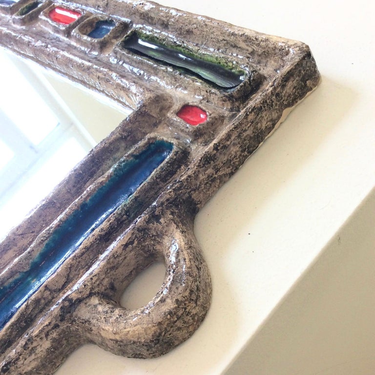 Abstract Composition Ceramic Mirror, France, circa 1960 at 1stDibs