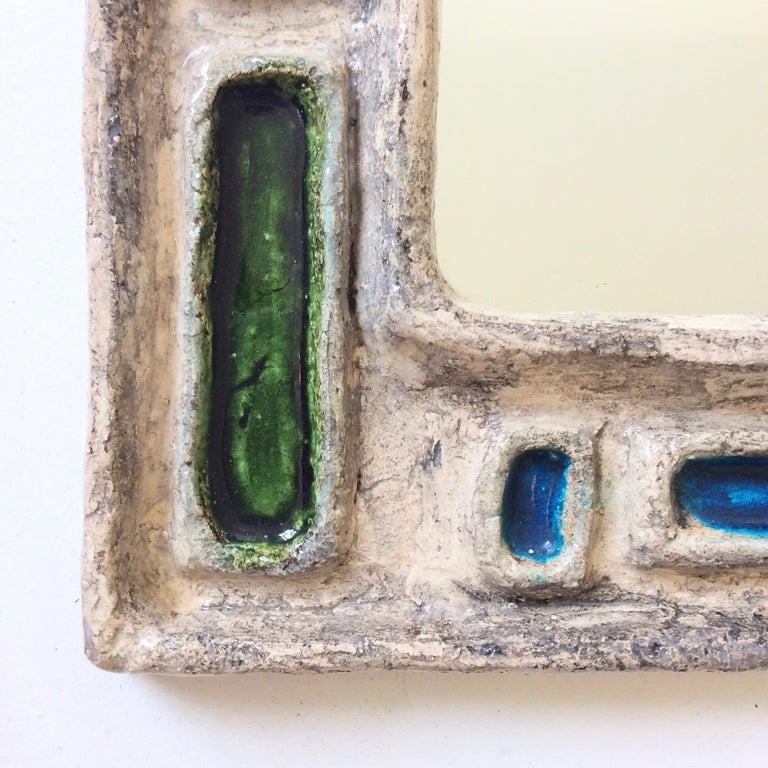 Abstract Composition Ceramic Mirror, France, circa 1960 at 1stDibs